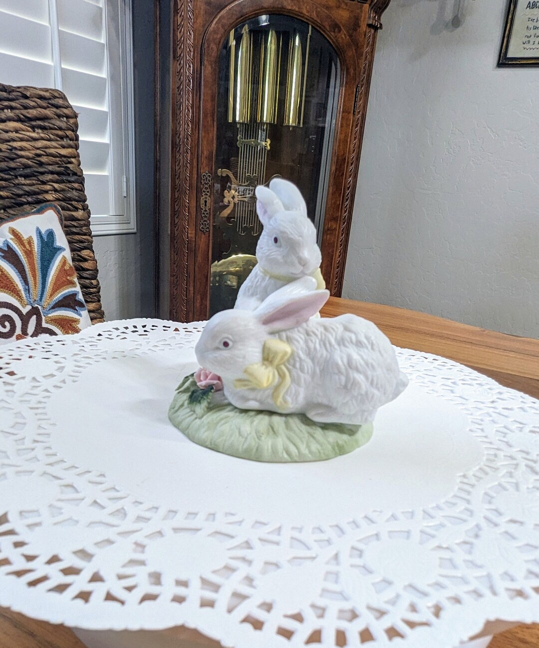 Vintage- Bunny- Rabbit- Easter- Spring- Summer- Bisque- 1970- Decor ...