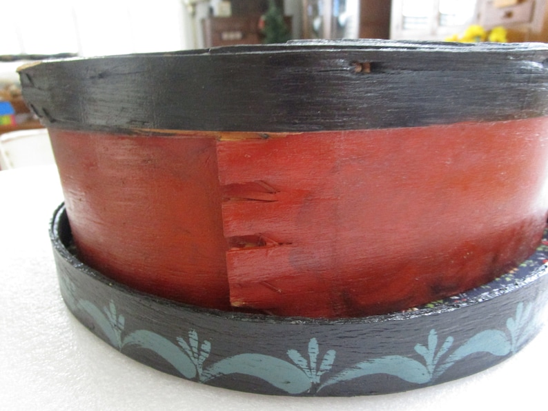 Antique Cheese Box- Hand Painted- One of a Kind- Large- Box- Sewing ...