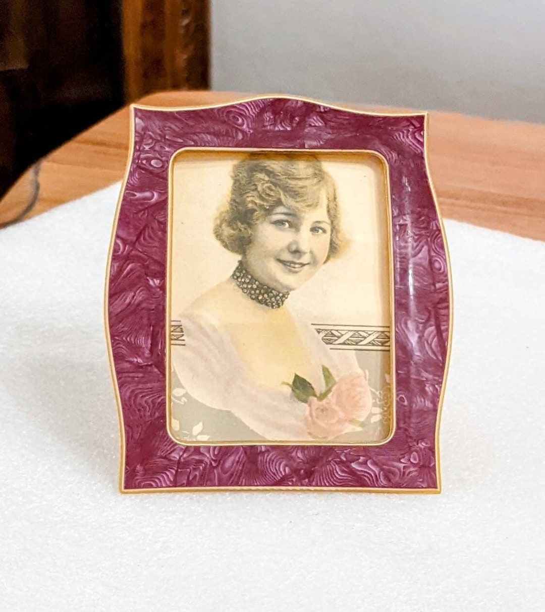 Antique Photo- Colorized- Celluloid - Framed- Marbleized- Pink- 1920s ...