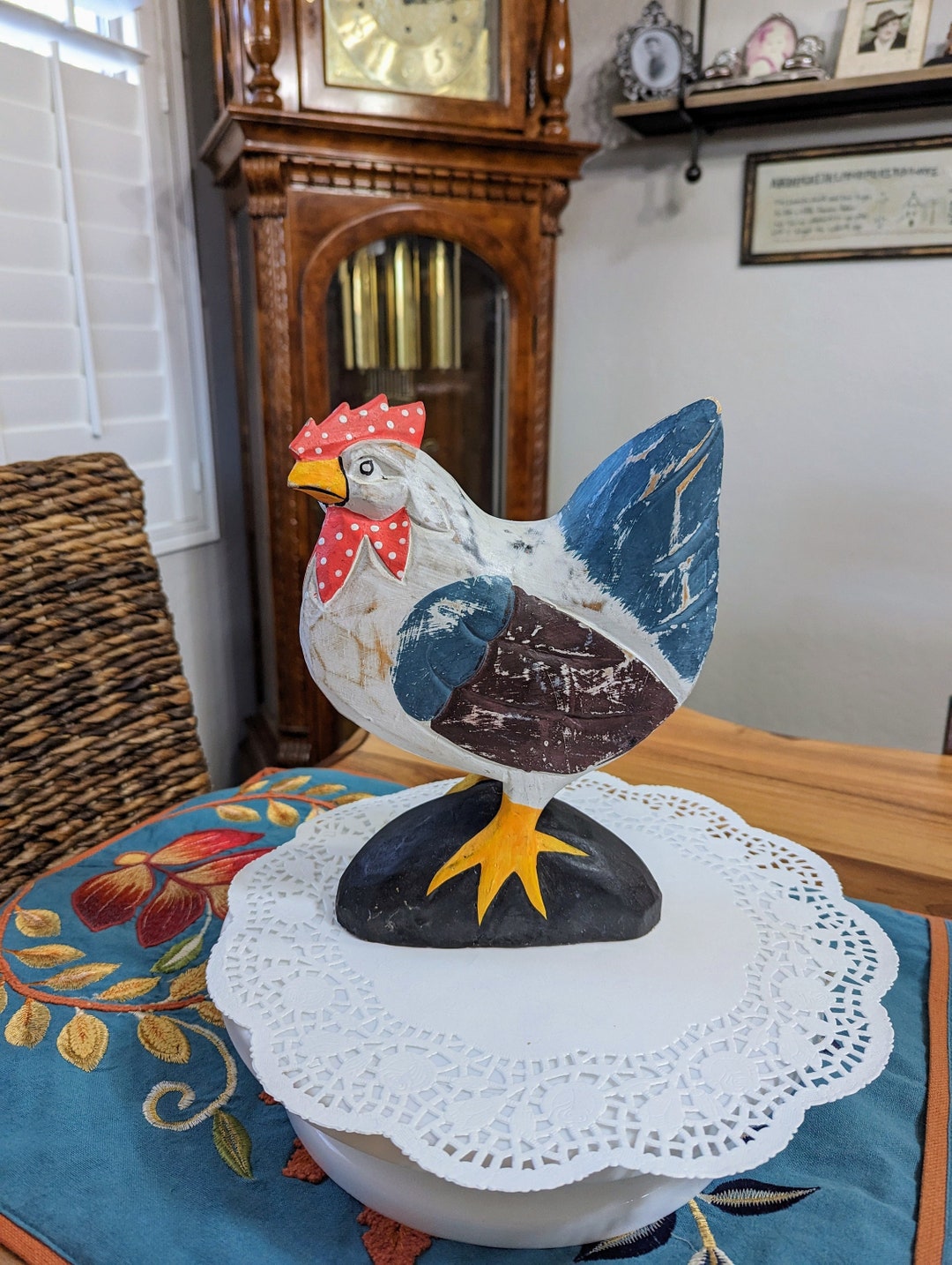 Vintage Hen Wood Handmade Carved OOAK One of a Kind Primitive Retro ...