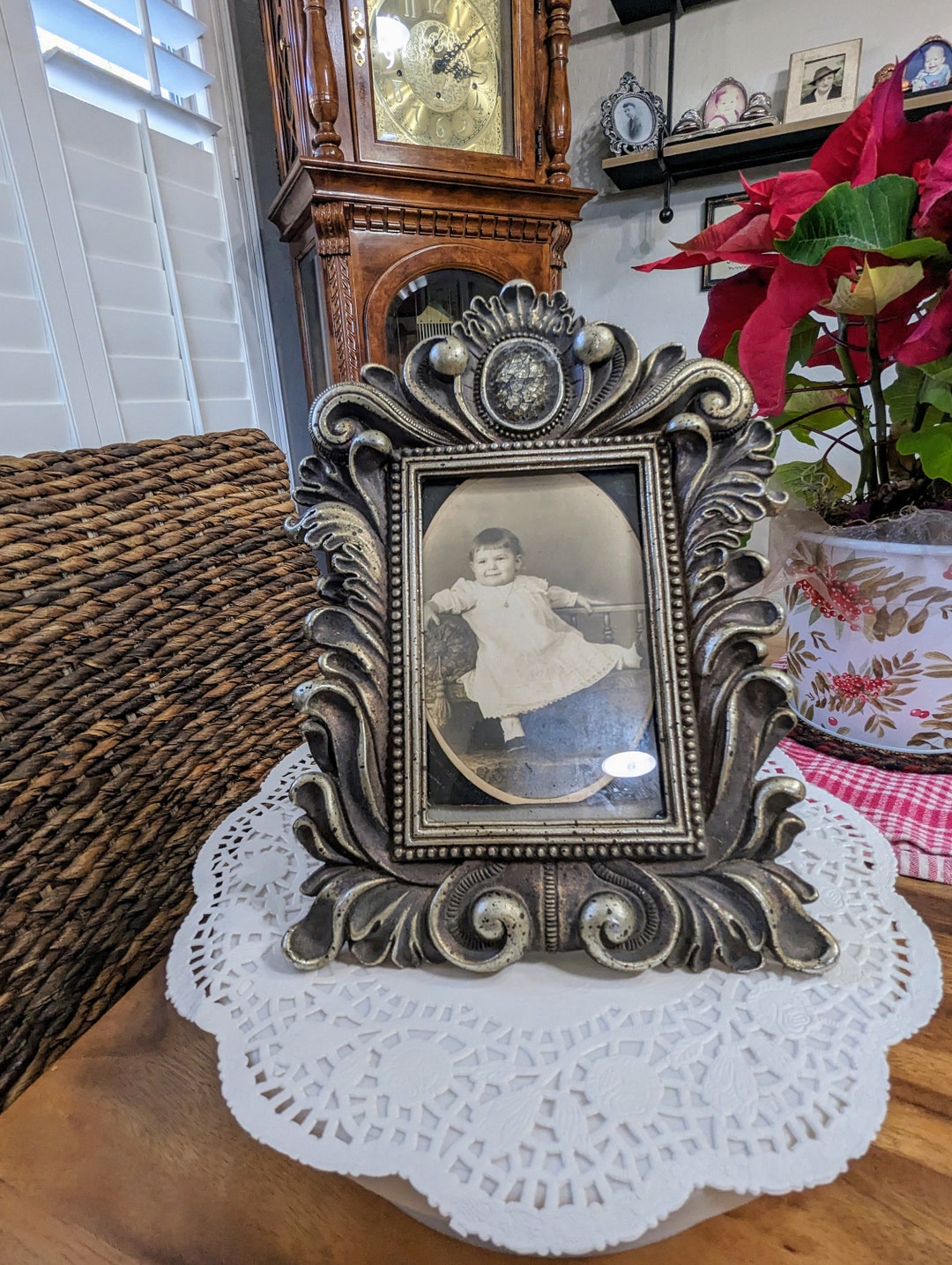 Antique -frame- Picture- 1900s- Style-- Wood- Child- Picture- Cabinet ...