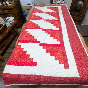 Vintage- Quilt- Handmade- Hand Sewn- OOAK- One of a Kind- Red- White ...