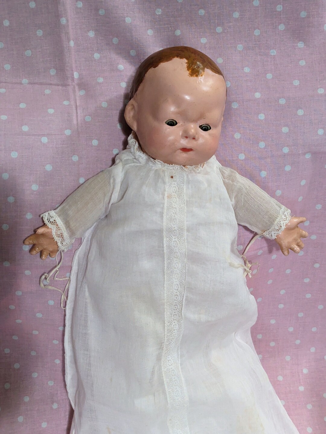 Rare- Antique- Horsman- Composition- Doll- Tyne- Baby- 1924- Repaint ...