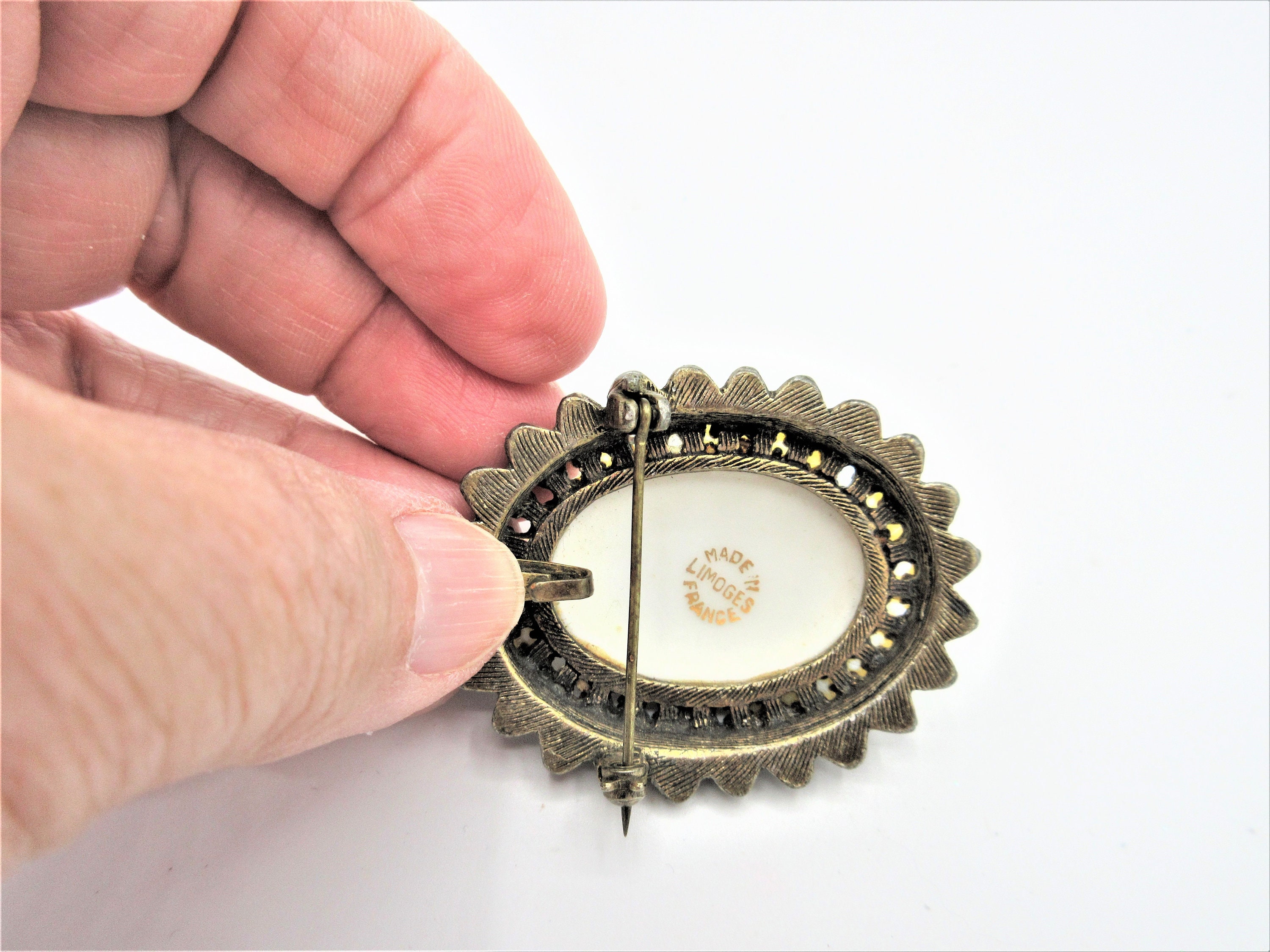 Vintage Limoges Brooch Pin French Porcelain France Hand | Etsy