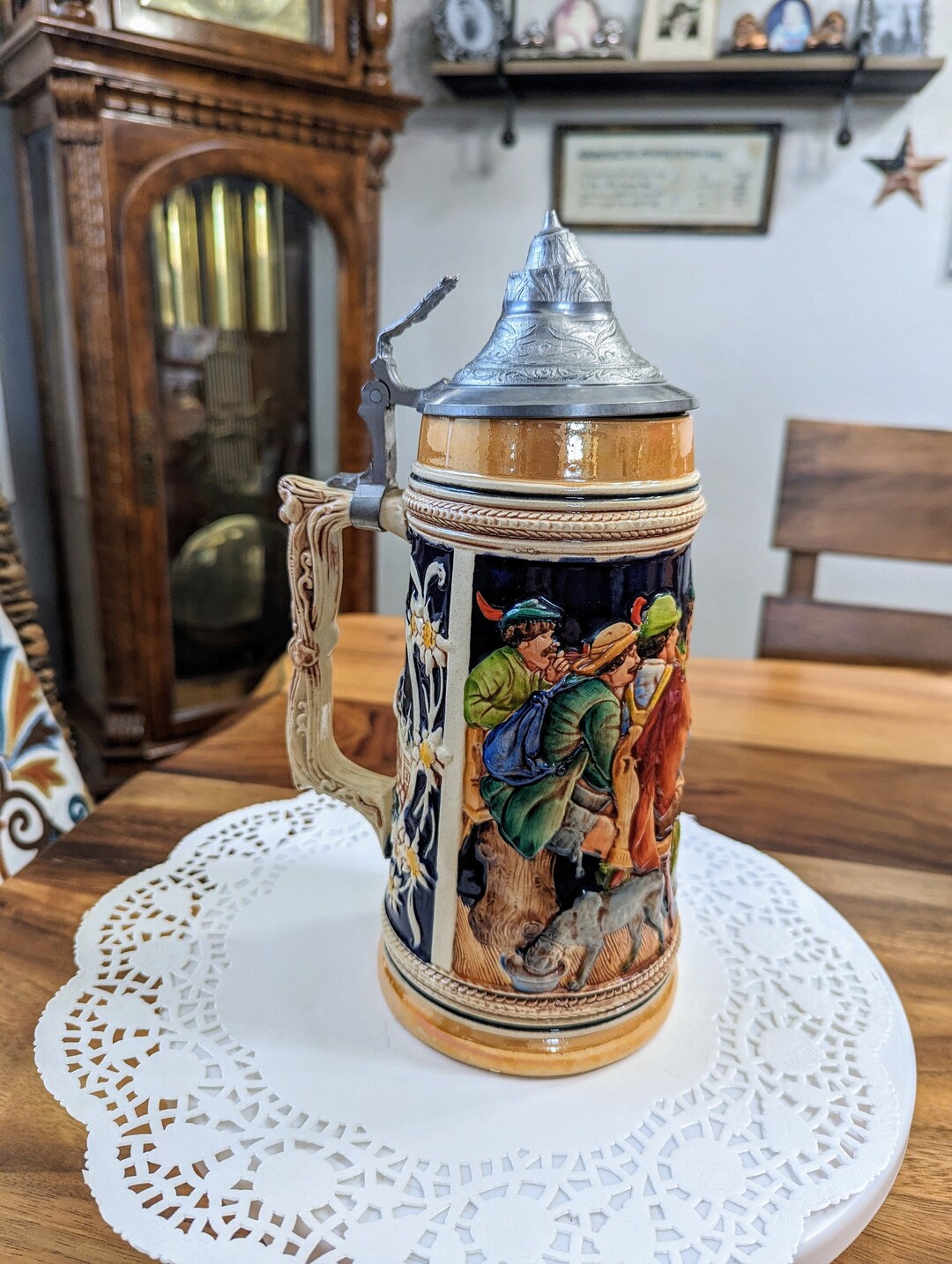 Vintage- Beer- Stein- Gift- Dad- Lover- Metal- Ceramic- German ...