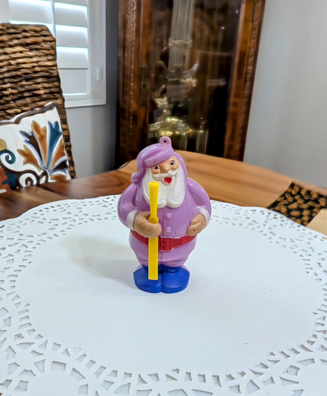Rare- Vintage- Rosbro- Santa- Plastic- Purple- 1950- Christmas- Holiday ...