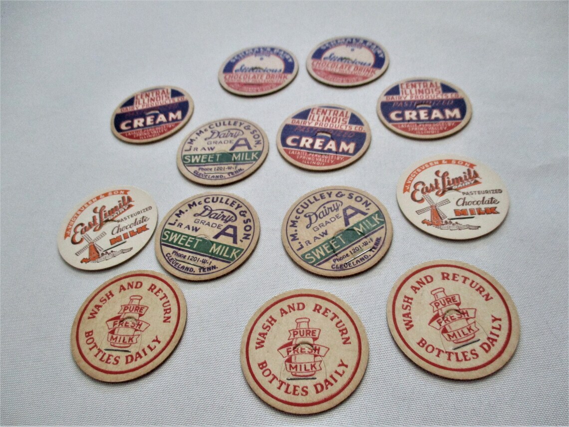 Antique Bottle Caps Cream Milk | Etsy