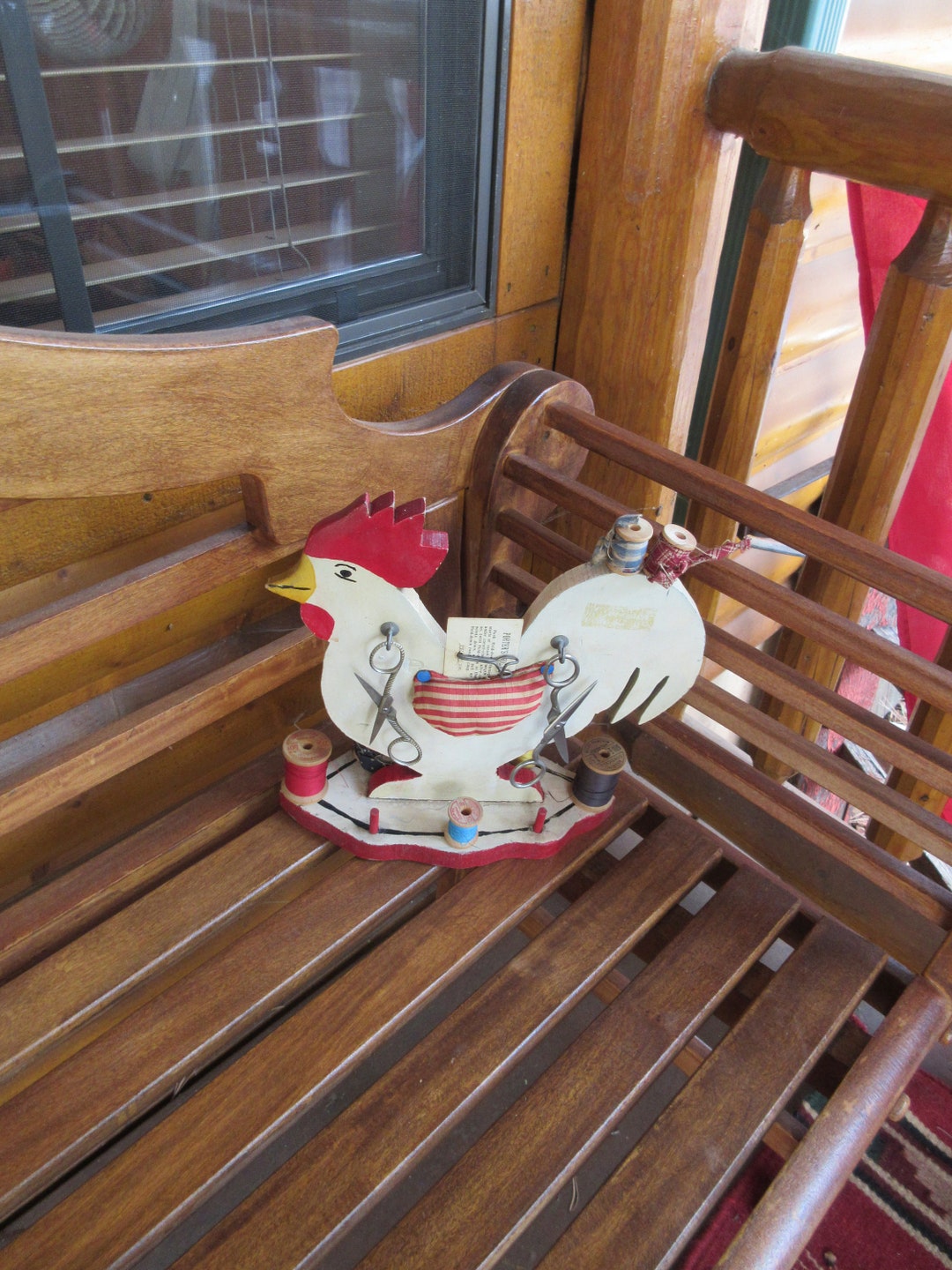 Folk Art - Antique-spool Holder- OOAK- Accessories- Sewing- Crafting ...