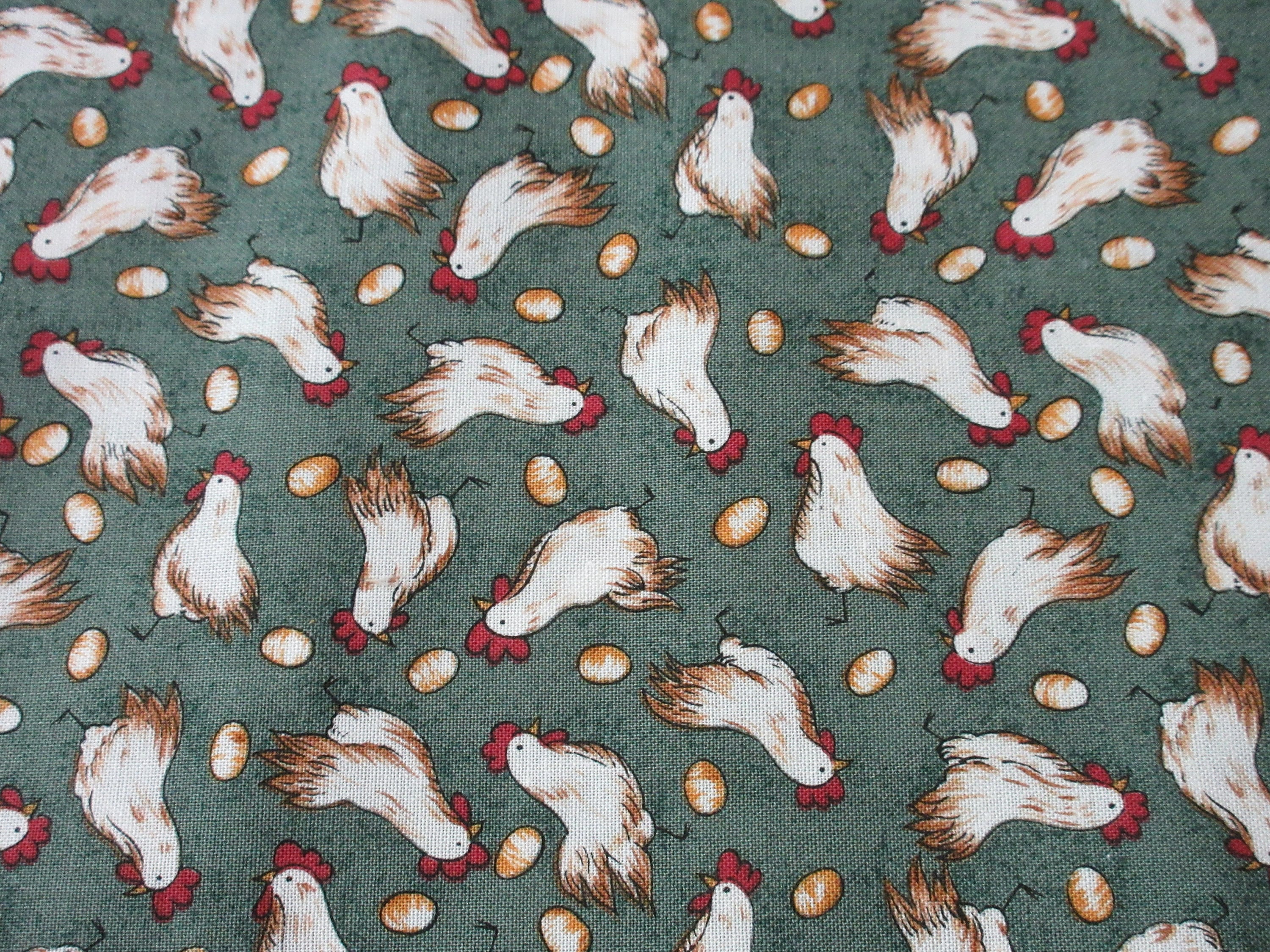 Vintage Fabric- Hen- Chickens - Eggs- Darling- Crafts- Sewing- Quilting ...