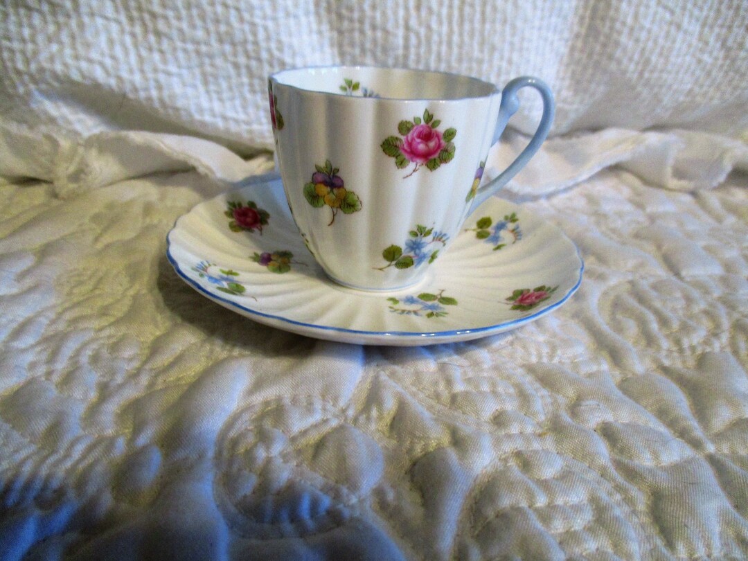 Shelley- China- Tea Cup- Saucer- Floral- Excellent- Porcelain- Bone ...