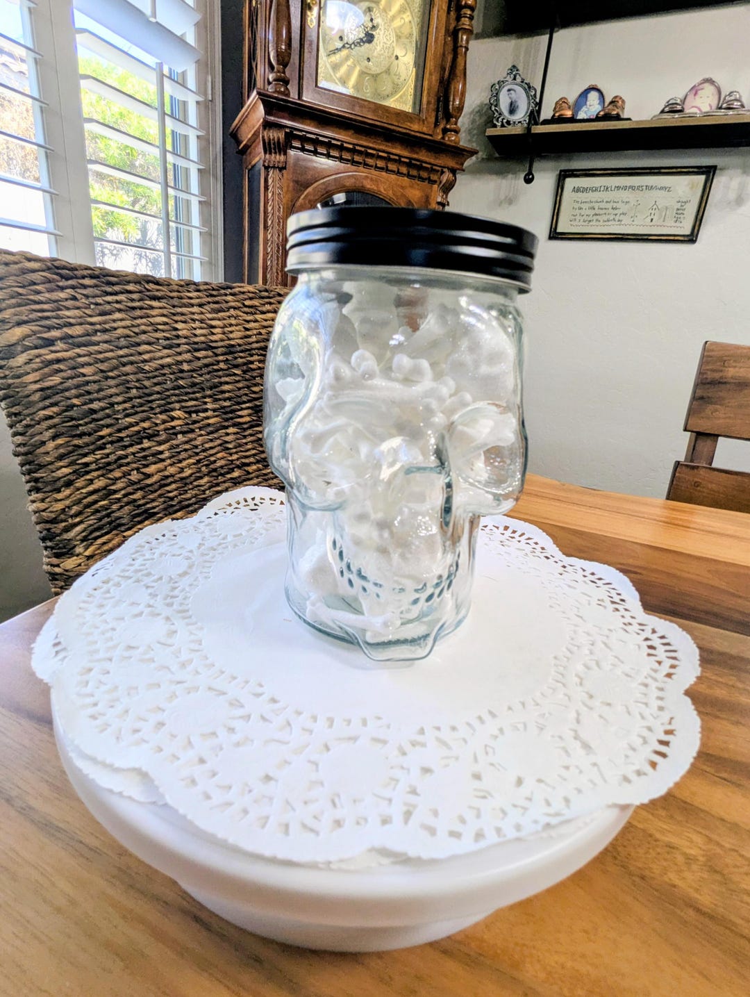 Vintage- Glass- Skull- Jar- Bones- Halloween- Decor- Fall- Autumn ...
