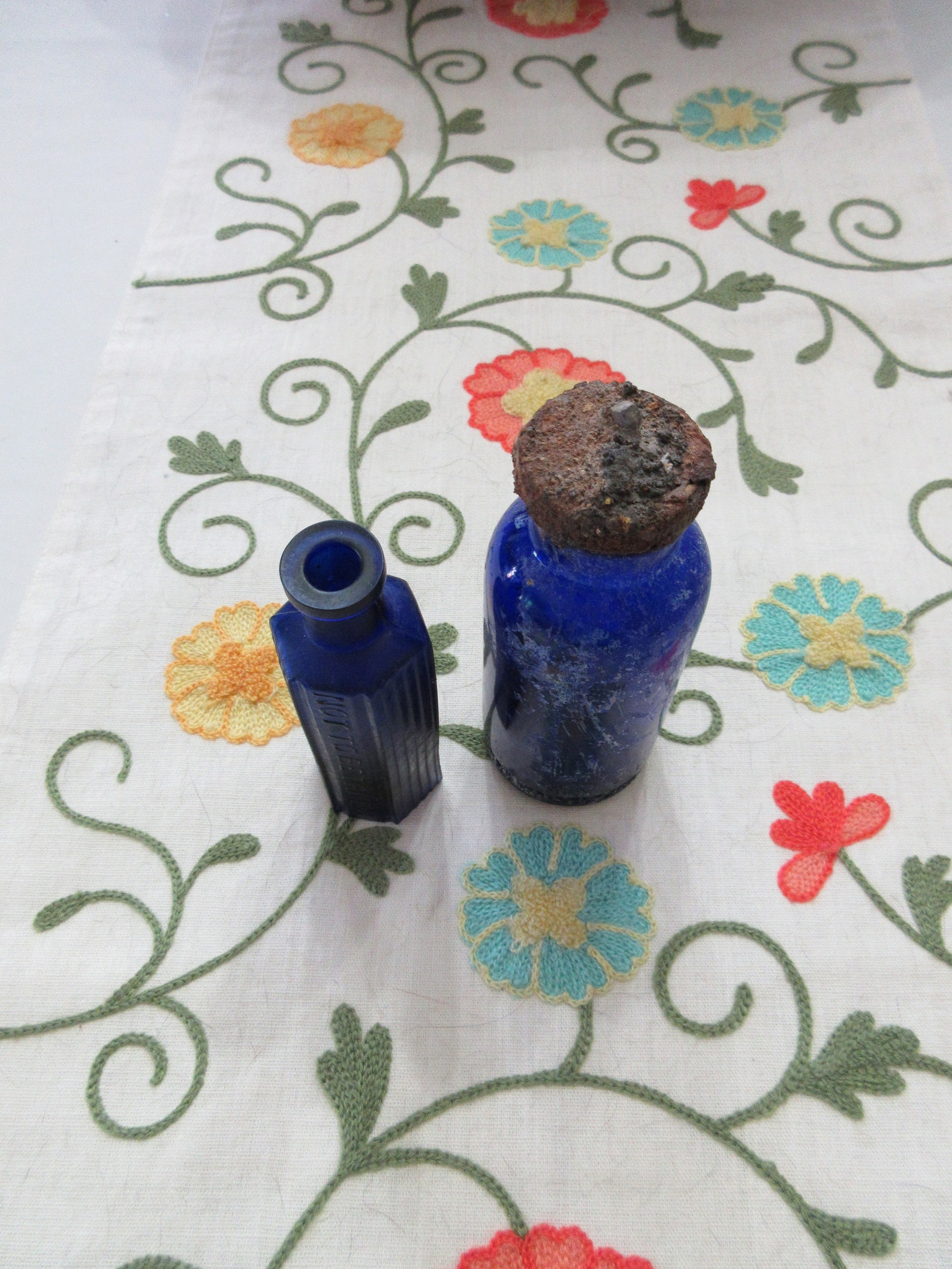 Antique Glass Bottles Cobalt Poison Medicine Collector - Etsy