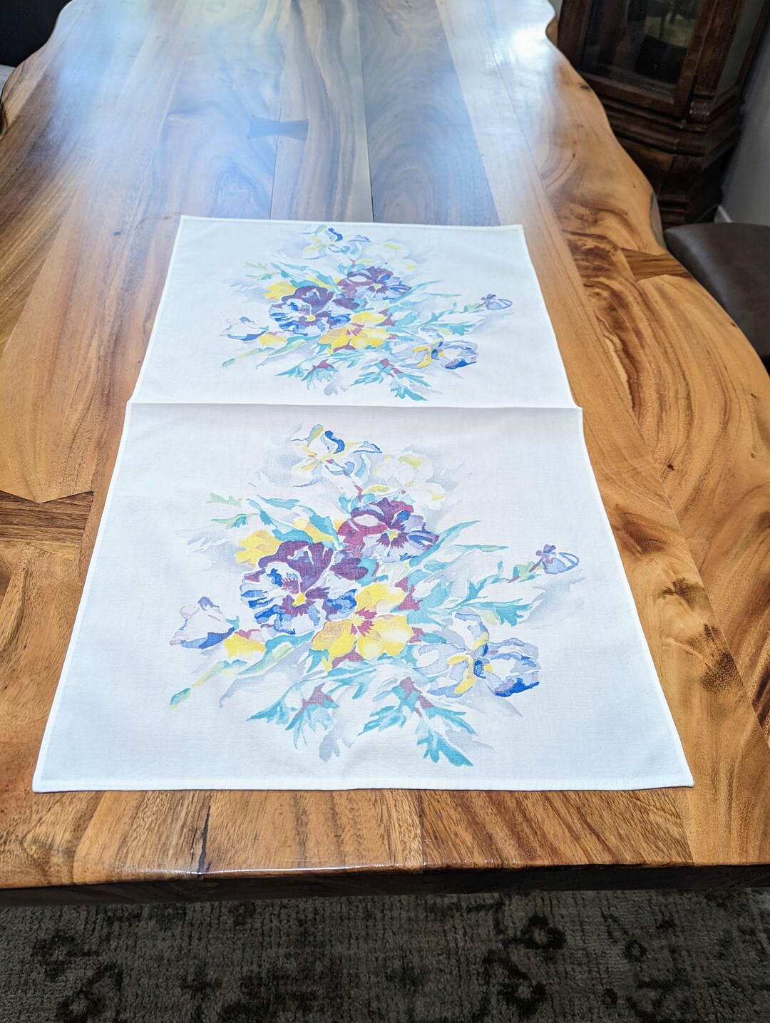 Vintage- Table- Runner-dresser Scarf- Pansies -cottage- Multicolored ...