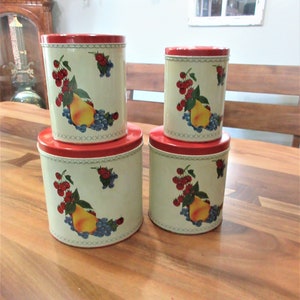 Canister- Set- Vintage- Antique- Retro- Mid Century- MCM- Fruit ...