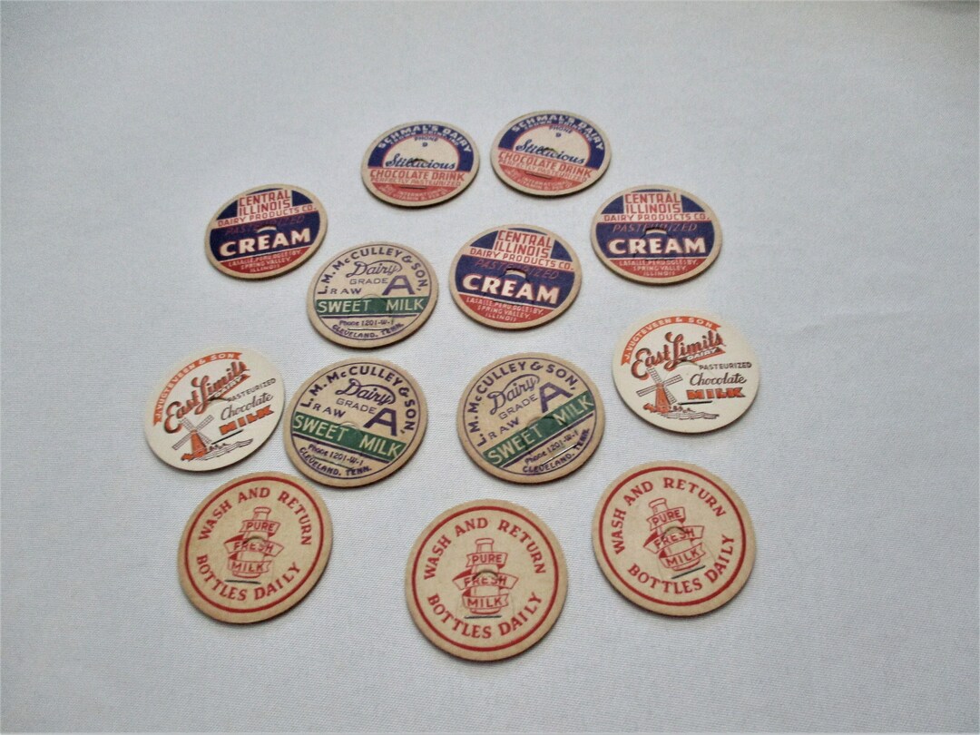 Antique Bottle Caps Cream Milk farmhouse Country Craft supplies ...