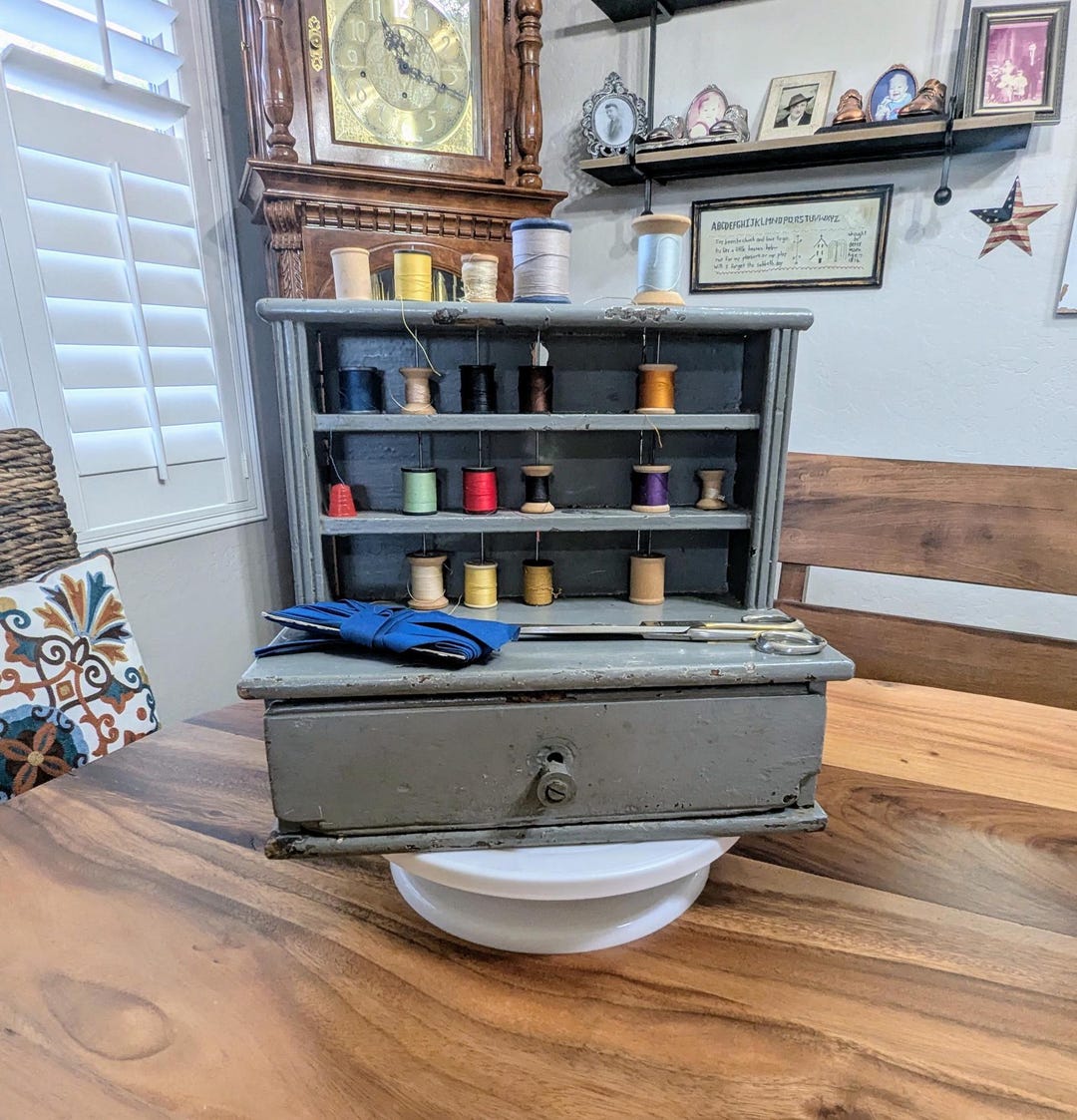 Antique- Rare- Sewing- Caddy- Cabinet- Primitive- Handmade- Hand ...