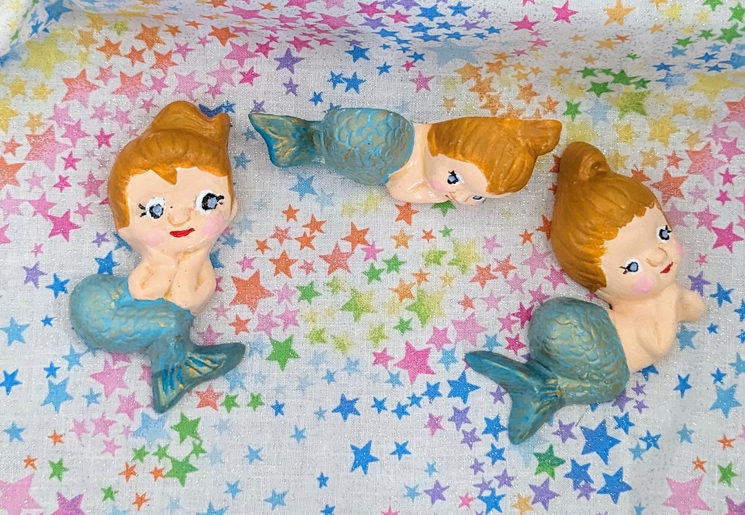 Vintage Chalkware-mermaid- Bathroom Décor- Kitschy- Set of Three ...