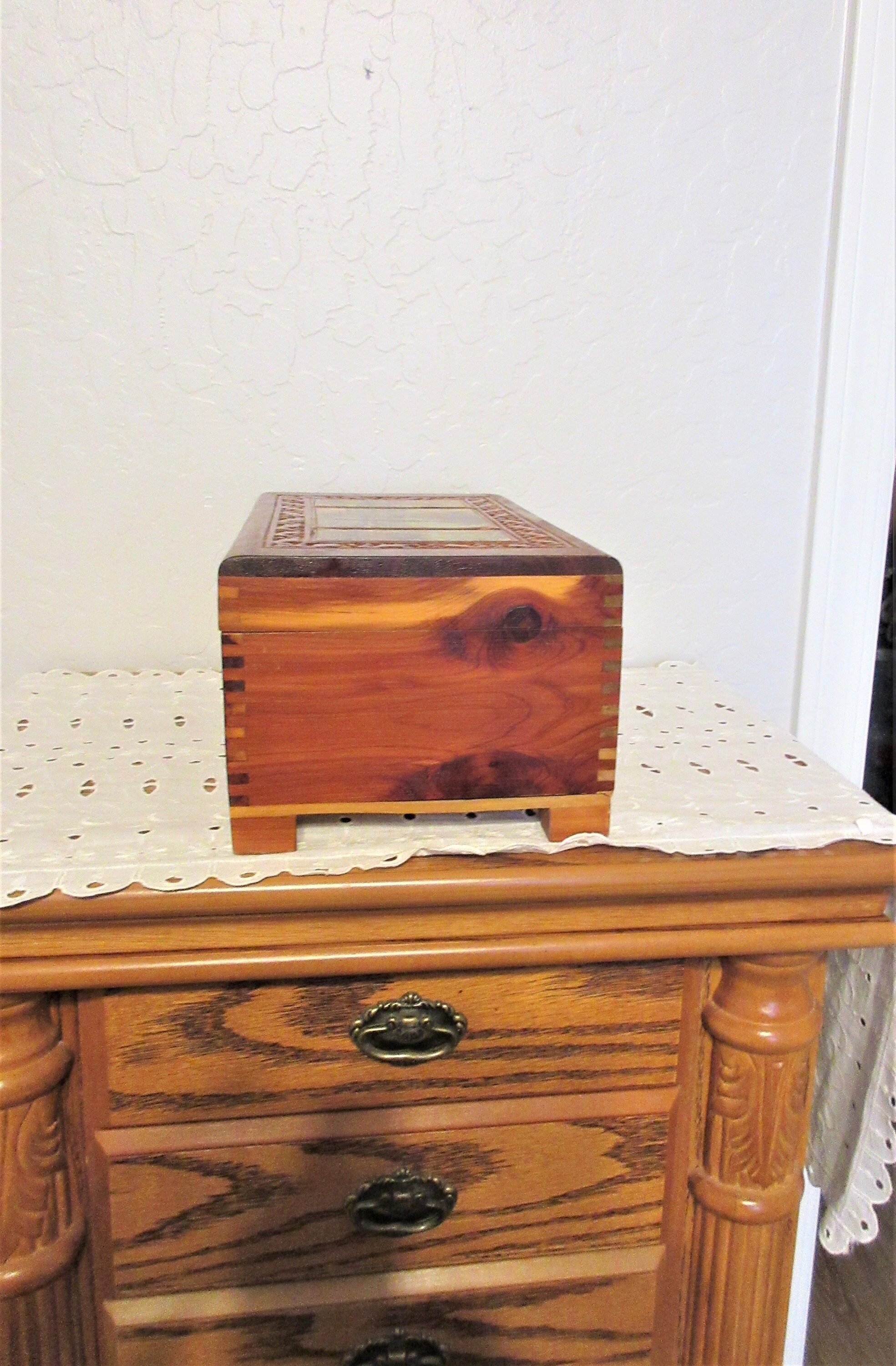 Vintage Jewelry Box Wood Art Deco Carved Mirrored Valet | Etsy