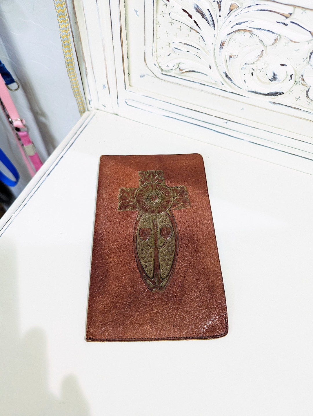 Antique- Tooled- Leather- Edwardian- Case- Purse- Accessories- Desk ...