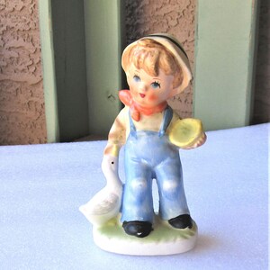 Antique Figurine- Vintage- Boy - Goose - Collector- MCM- 1950- Mid ...