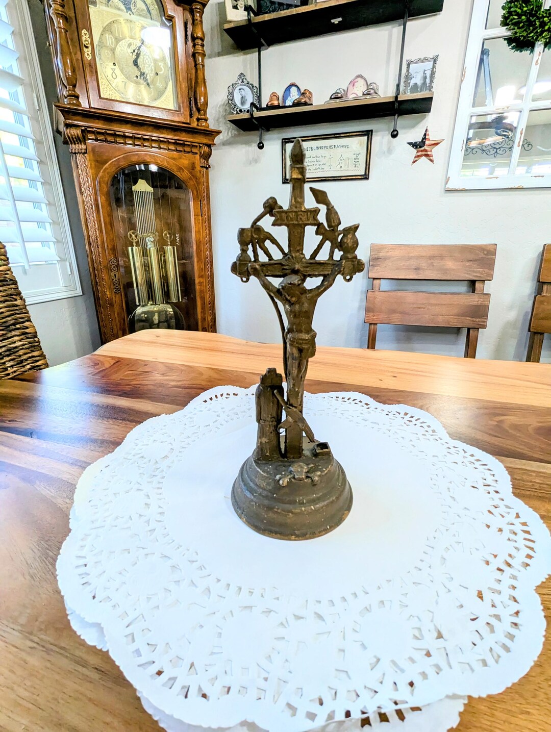 Antique- Crucifix- Cast- Metal- Patina- Spiritual- Religious- Icon ...
