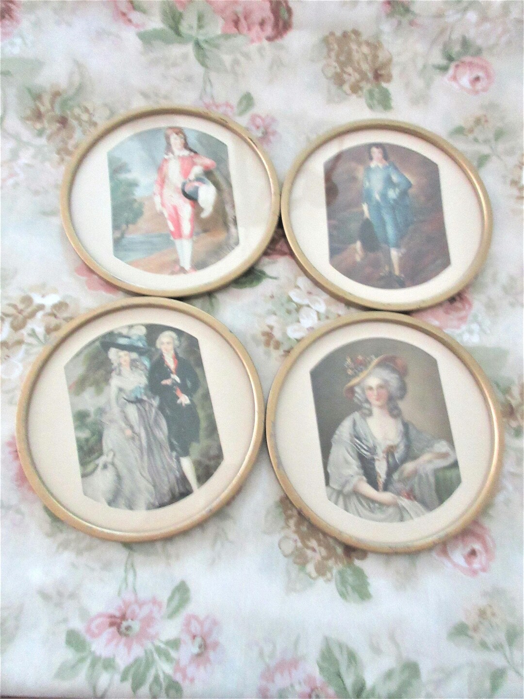 Portraits- French- Frame- Set of Four - Prints- Miniature - Shabby Chic ...