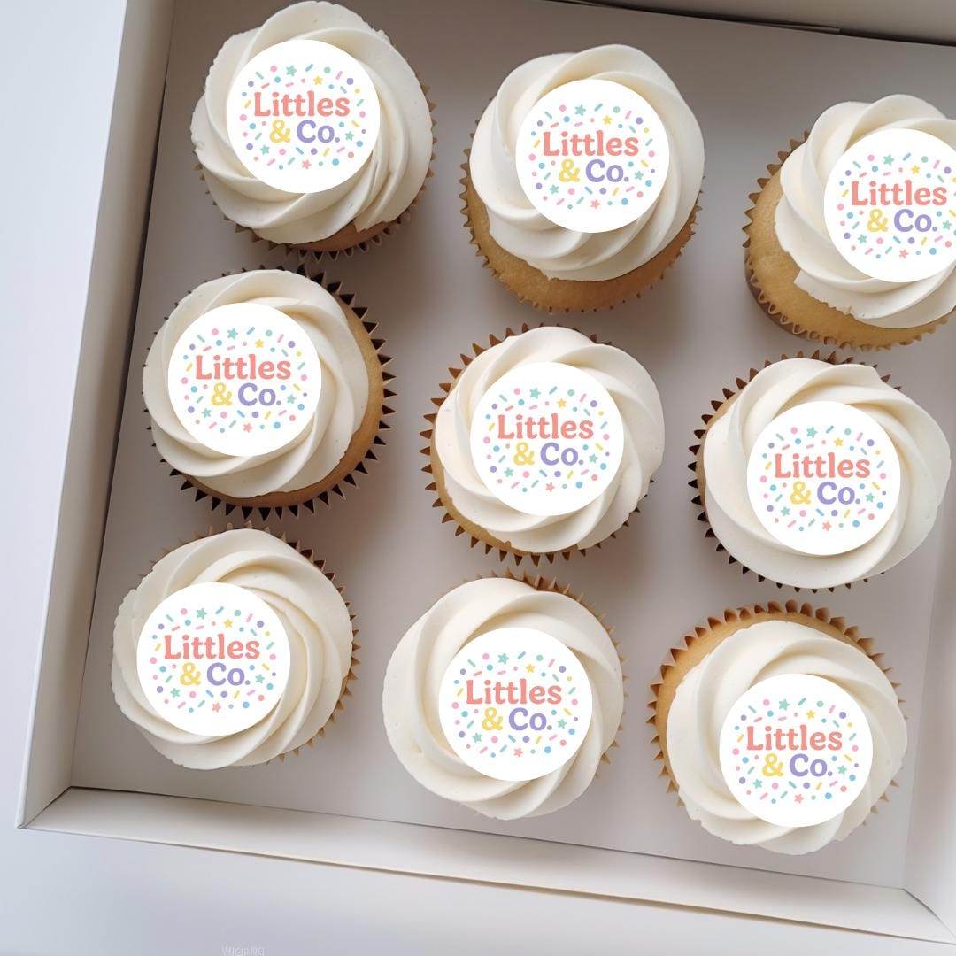 Personalised Logo Edible Cupcake Toppers: Business Branding Birthday ...