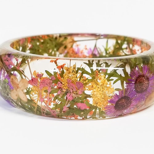 Real Pressed Flower Ring Rose Petal and Copper Rose Gold Leaf | Etsy