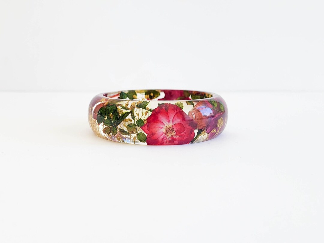 Rose Jewelry, Real Flower Bangle, Real Flower Bracelet, Resin Bracelet ...