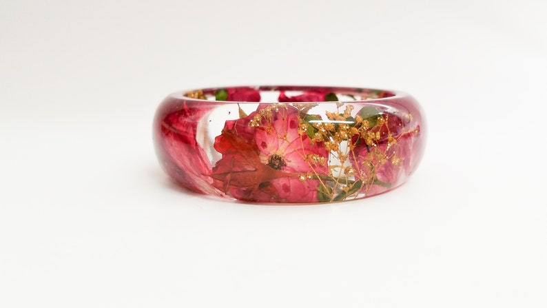 Rose Jewelry Real Flower Bangle Real Flower Bracelet Resin - Etsy