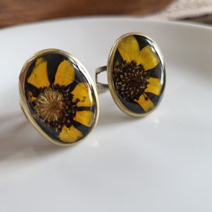 Real Dried Flower Ring, Pressed Flower Jewelry, Nature Jewelry, Resin ...