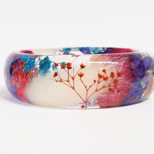 Resin Bangle Bracelet, Real Flower Bracelet, Real Flower Jewelry Bangle ...
