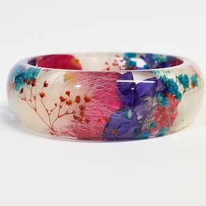 Resin Bangle Bracelet, Real Flower Bracelet, Real Flower Jewelry Bangle ...
