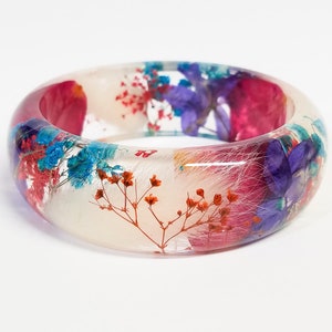 Resin Bangle Bracelet, Real Flower Bracelet, Real Flower Jewelry Bangle ...