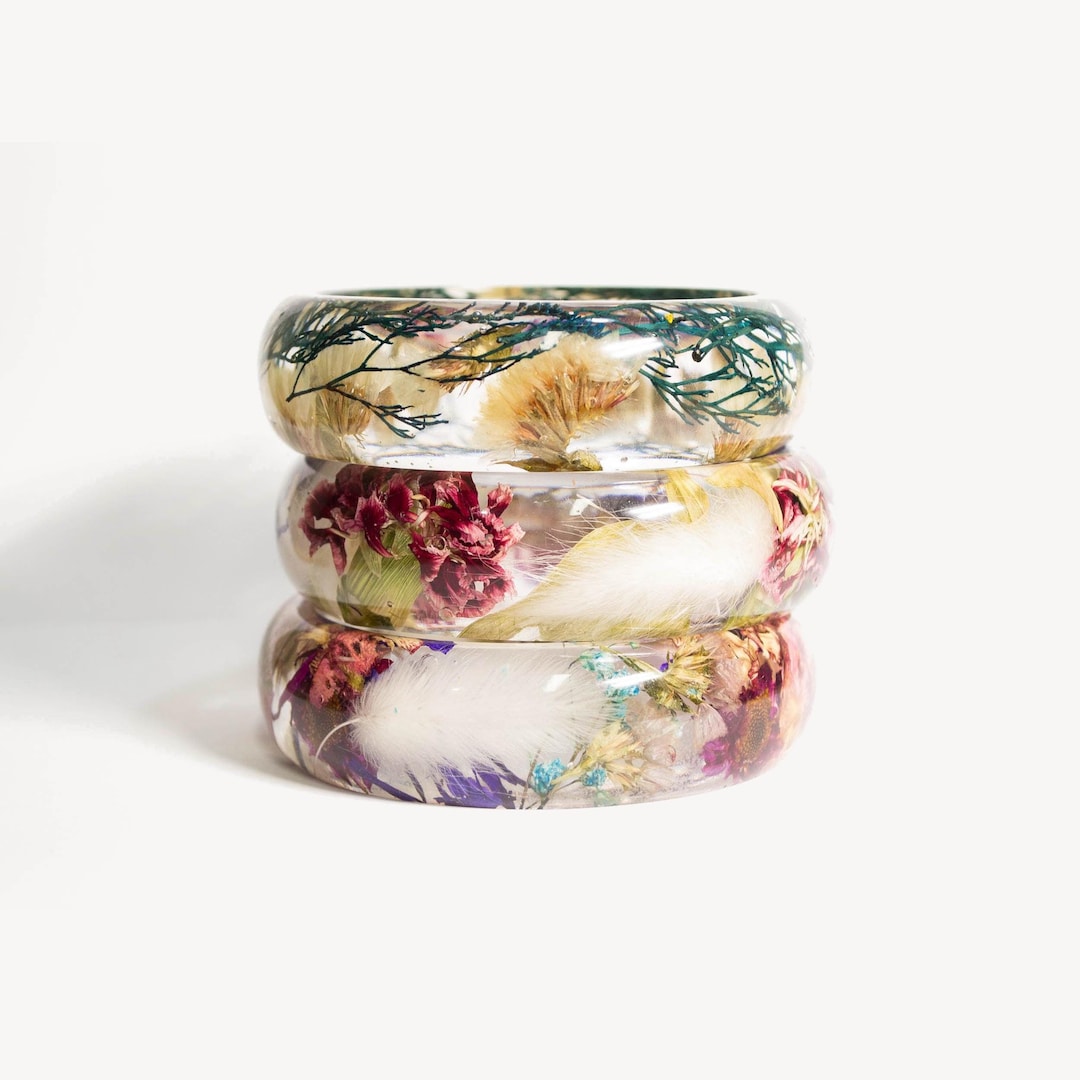 Real Flower Resin Bangle: Nature Inspired Plant Mom Gift - Etsy