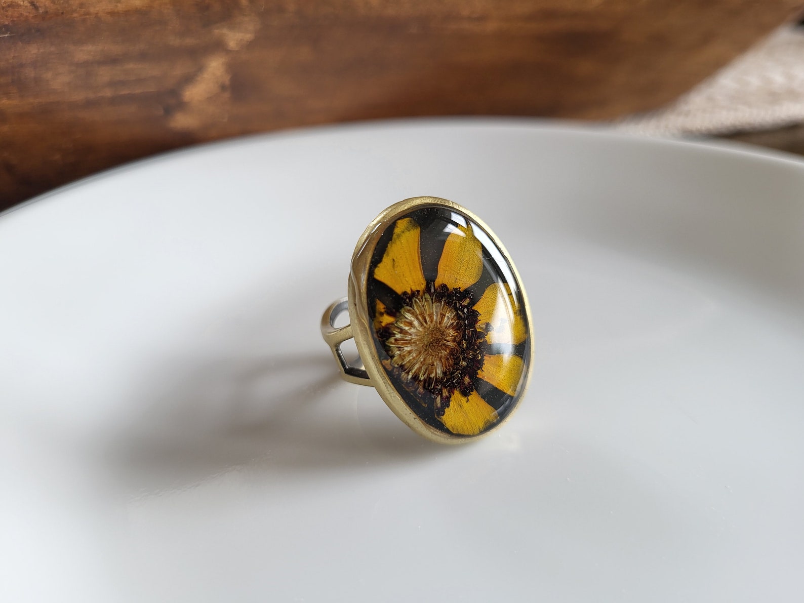 Real Dried Flower Ring Pressed Flower Jewelry Nature - Etsy