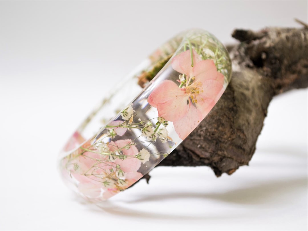 Pressed Flower Bracelet, Real Flower Bangle, Real Flower Jewelry, Plant ...