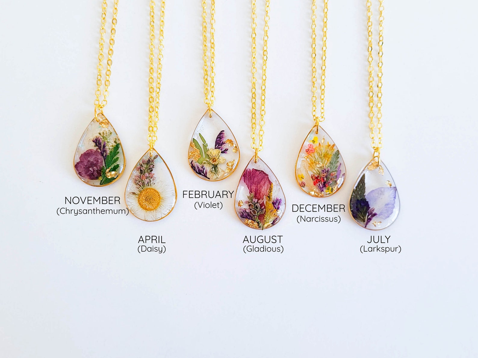 Birth Month Flower Necklace Unique Gift for Her Birthday - Etsy