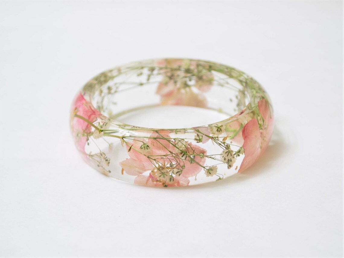 Pressed Flower Bracelet Real Flower Bangle Real Flower - Etsy