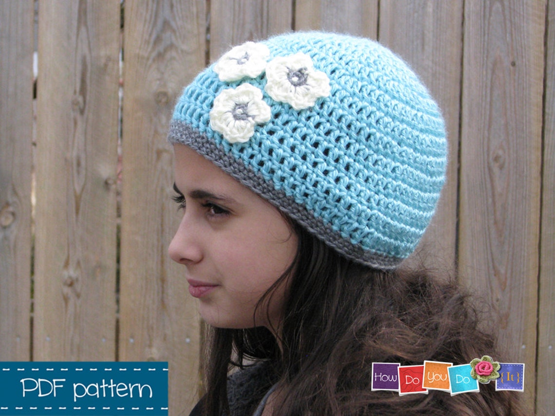 PDF Crochet Pattern, Hat for Girl, Beanie for Girl With Flower, Photo ...