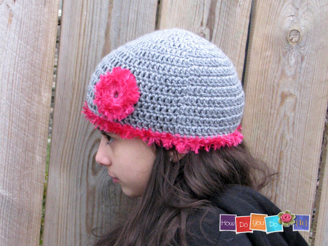 PDF Crochet Pattern Hat for Girl, Photo Tutorial, Beanie for Girl With ...