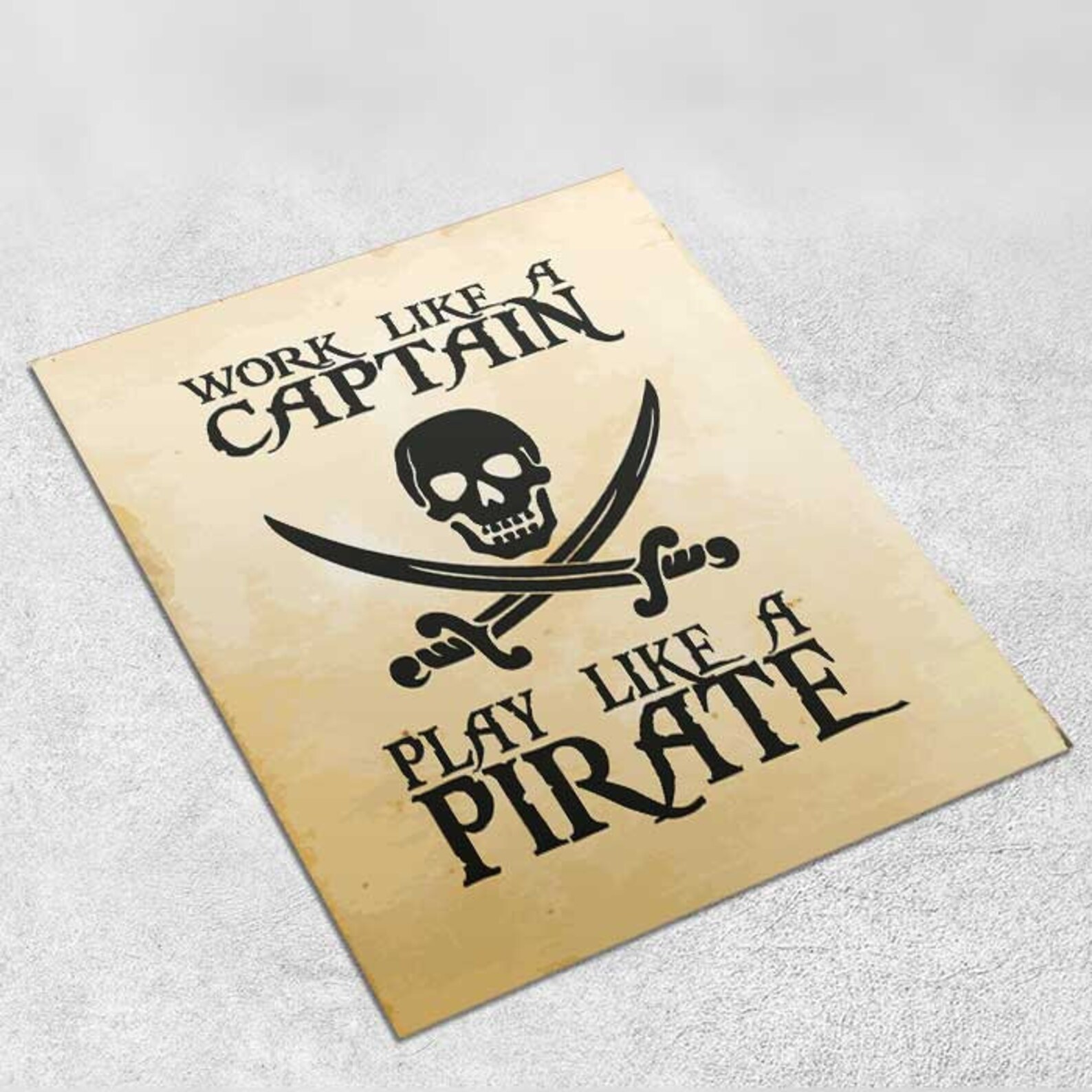 Work Like a Captain Play Like a Pirate Pirate Art Print - Etsy UK