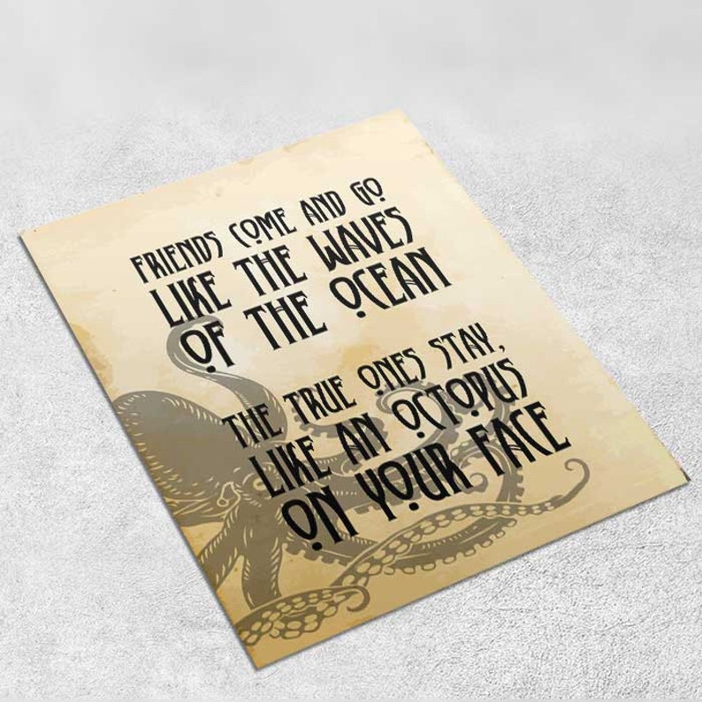Friend Print Octopus PRINTABLE 8x10 Inches Wall Decor - Etsy