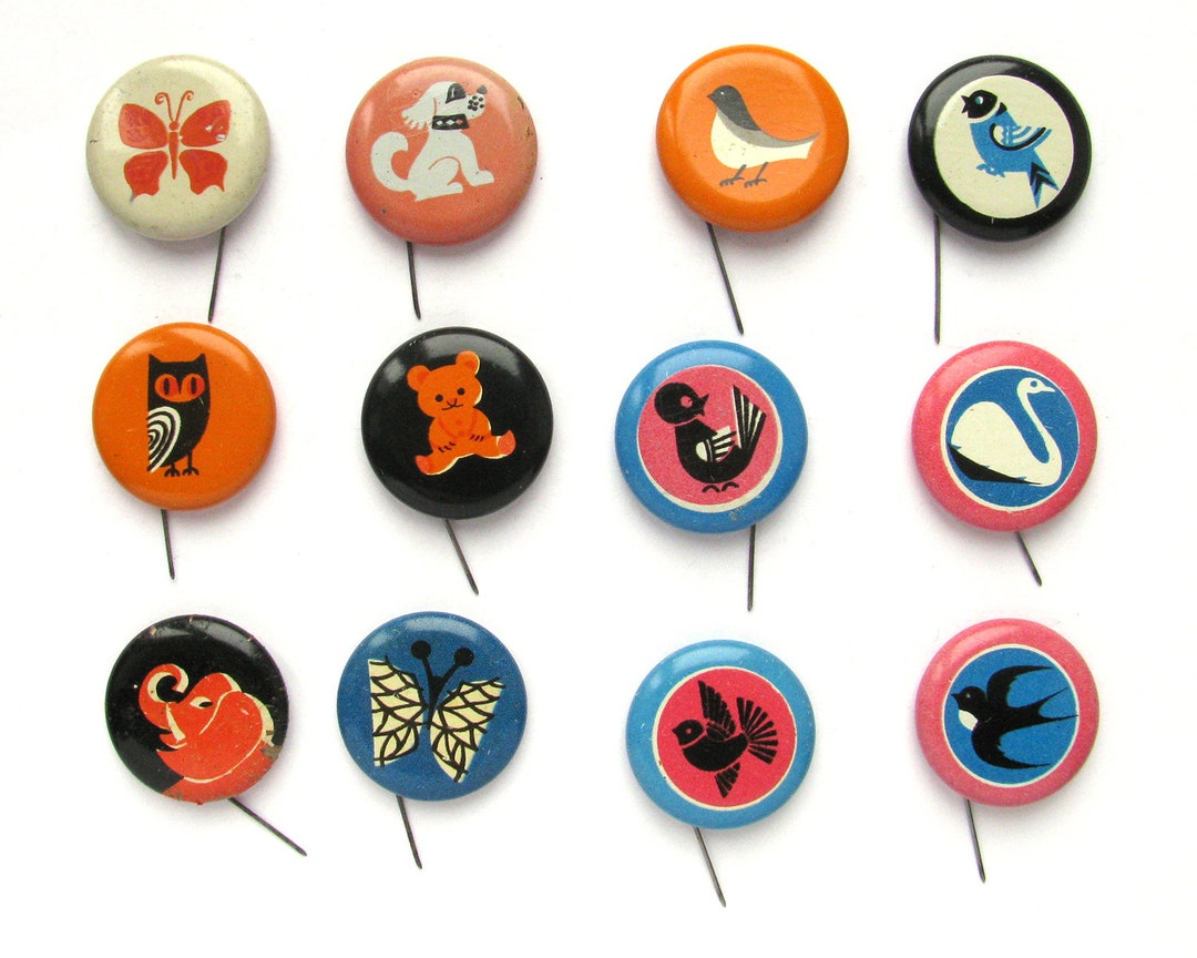 Animal Pins, Pick Your Pin, Children Badges, Fox, Bear, Bird, Dog ...