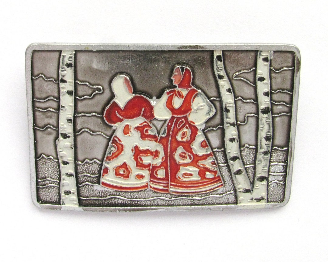 Two Russian Women at Birch Trees, Soviet Brooch, Badge, Vintage ...