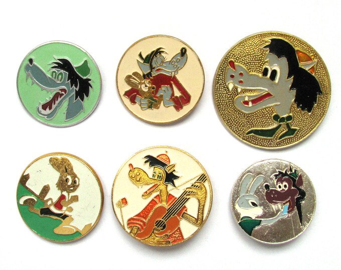 Soviet Children's Badges Pick From Set Nu Pogodi Wolf - Etsy
