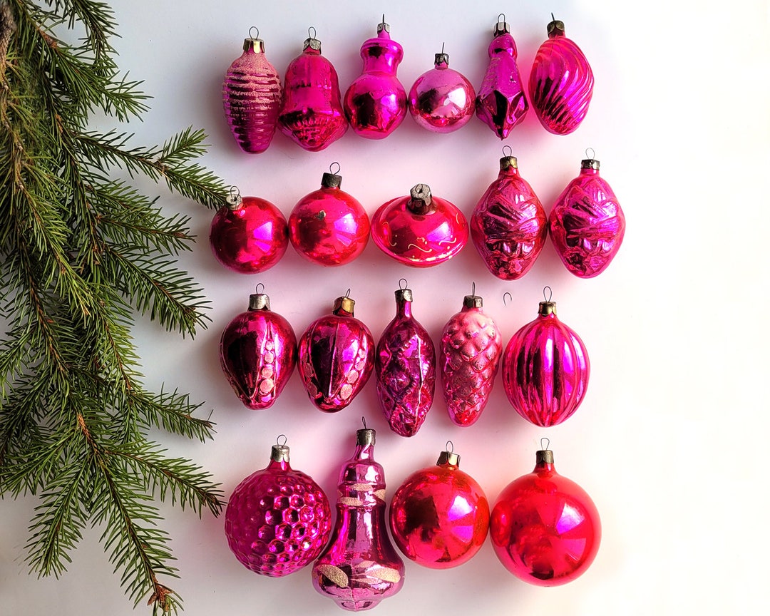 Soviet Glass Christmas Ornaments, Pinecone, Ball, Bell, Soviet Glass ...