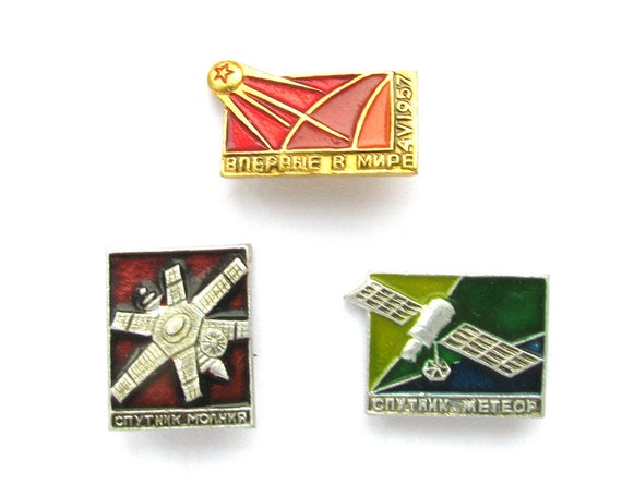 Satellites Set of 3 Soviet Space Pins Vintage Collectible | Etsy