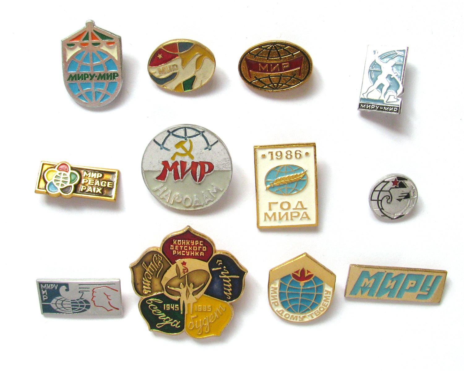 Peace, Soviet Badge, Pick From Set, White Dove, Globe, Vintage ...