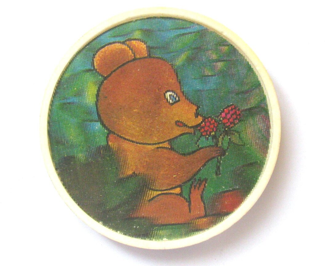 Bear Pin, Soviet Badge, Raspberry, Vintage Collectible Badge, Soviet ...